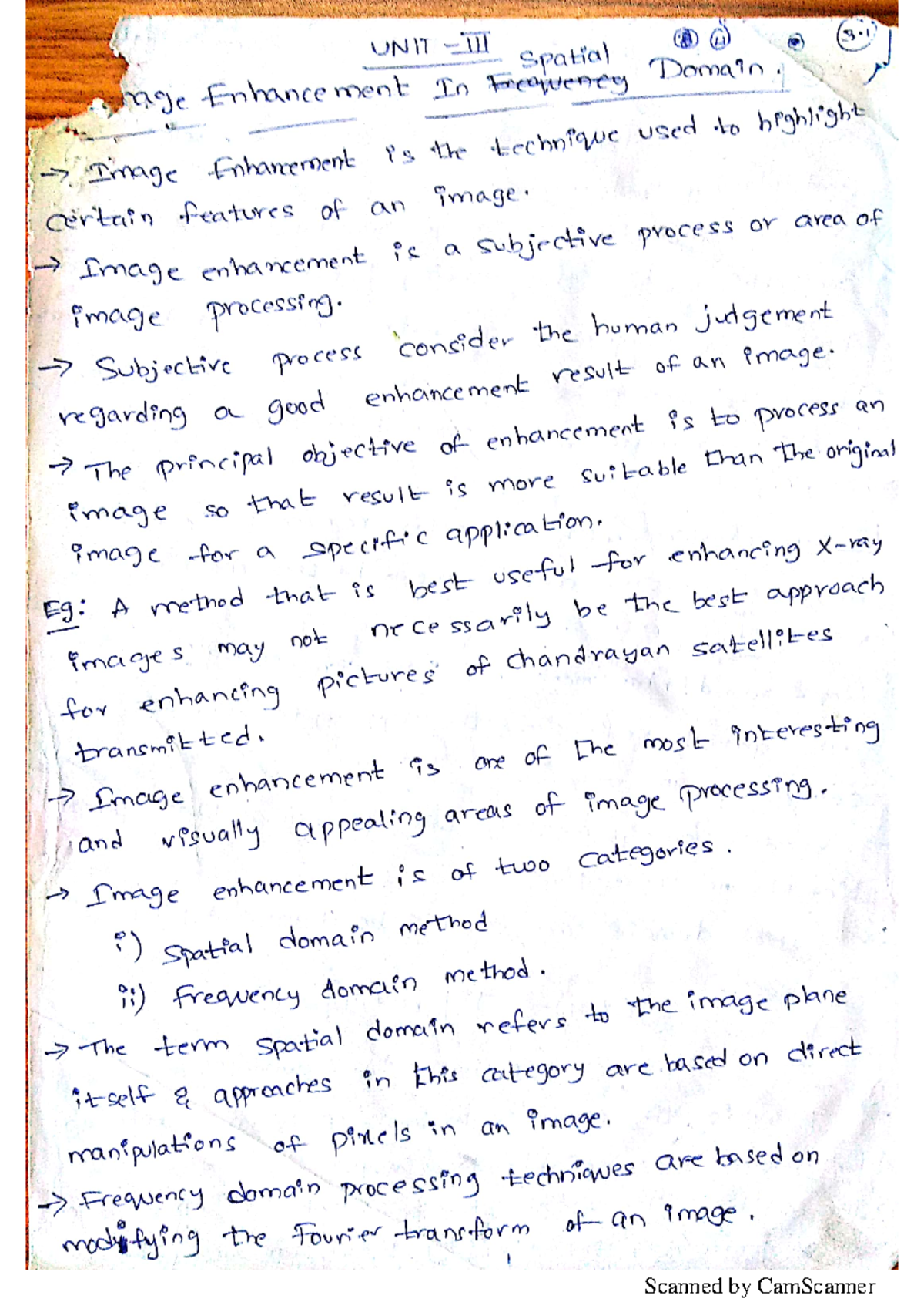 Digital Image Processing UNIT III Material - VIT - Studocu
