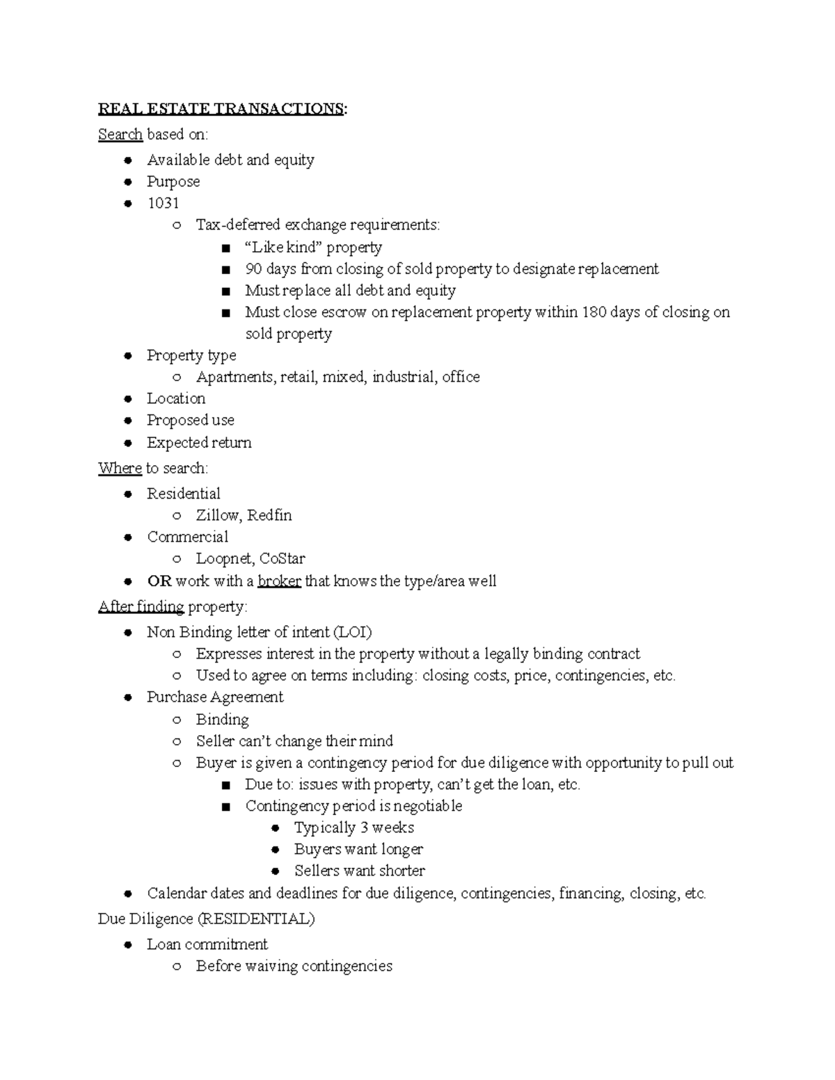 Legal Aspects Notes pt. III - REAL ESTATE TRANSACTIONS: Search based on ...
