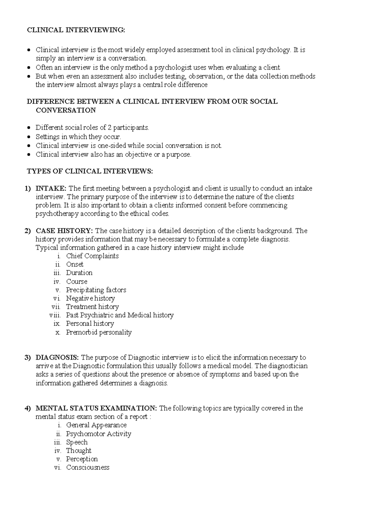 Clinical Interviewing - CLINICAL INTERVIEWING: Clinical interview is ...