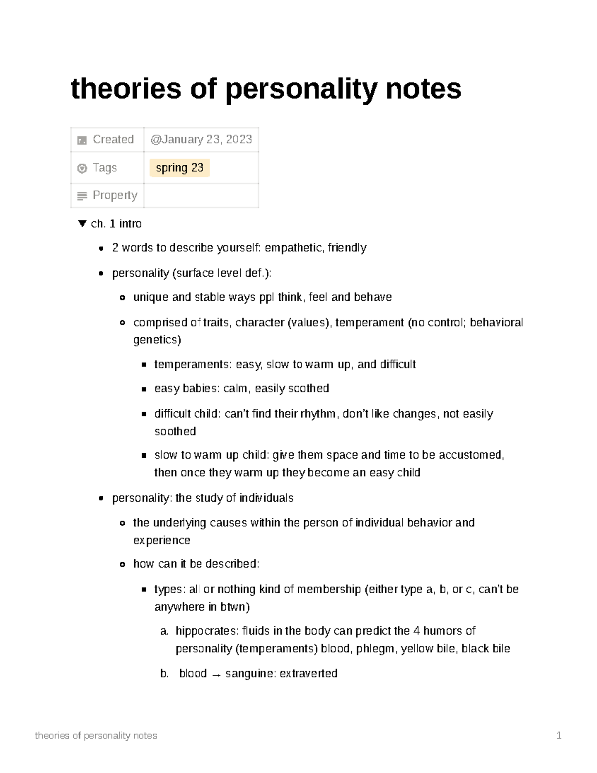 Theories of personality notes - theories of personality notes Created ...