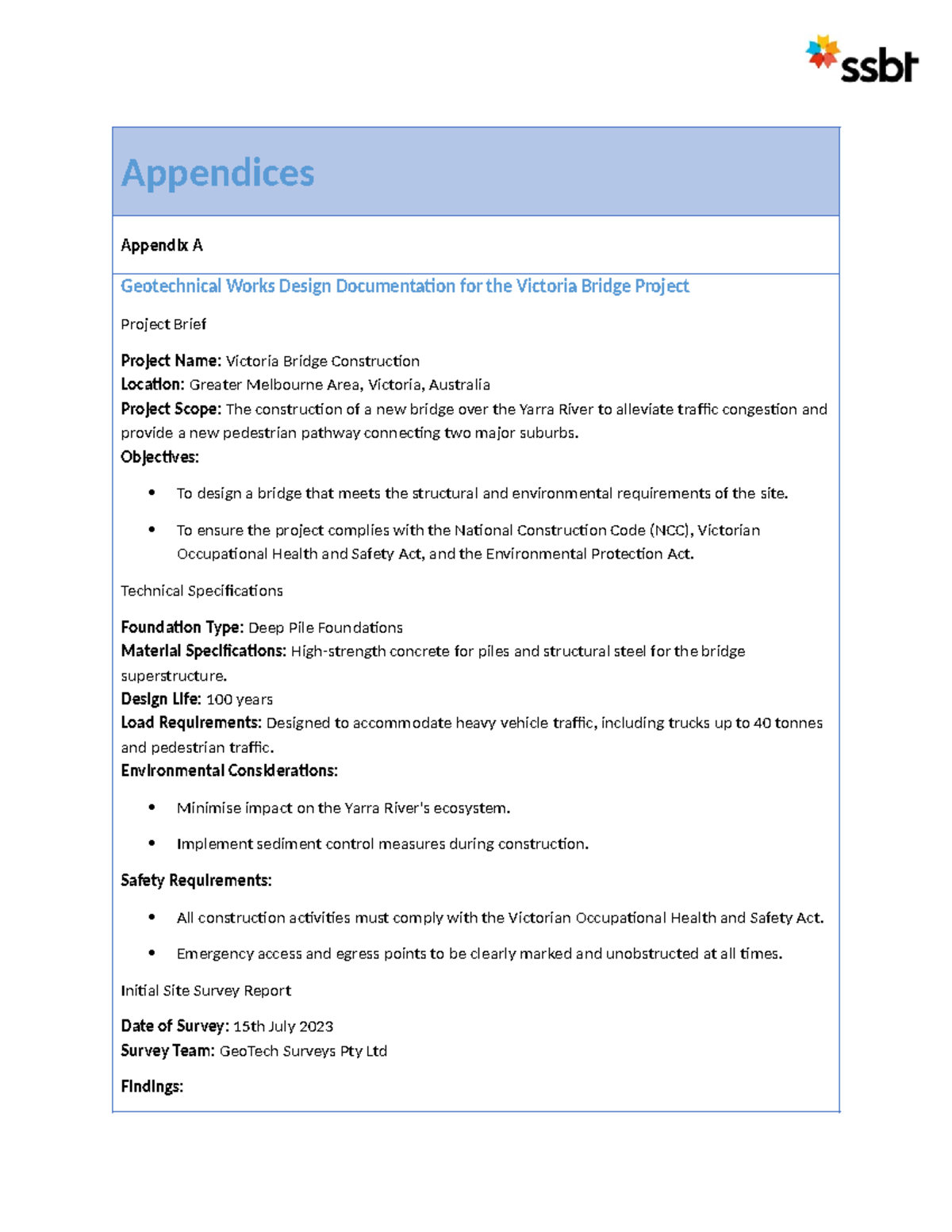Appedices A - Appendices Appendix A Geotechnical Works Design ...