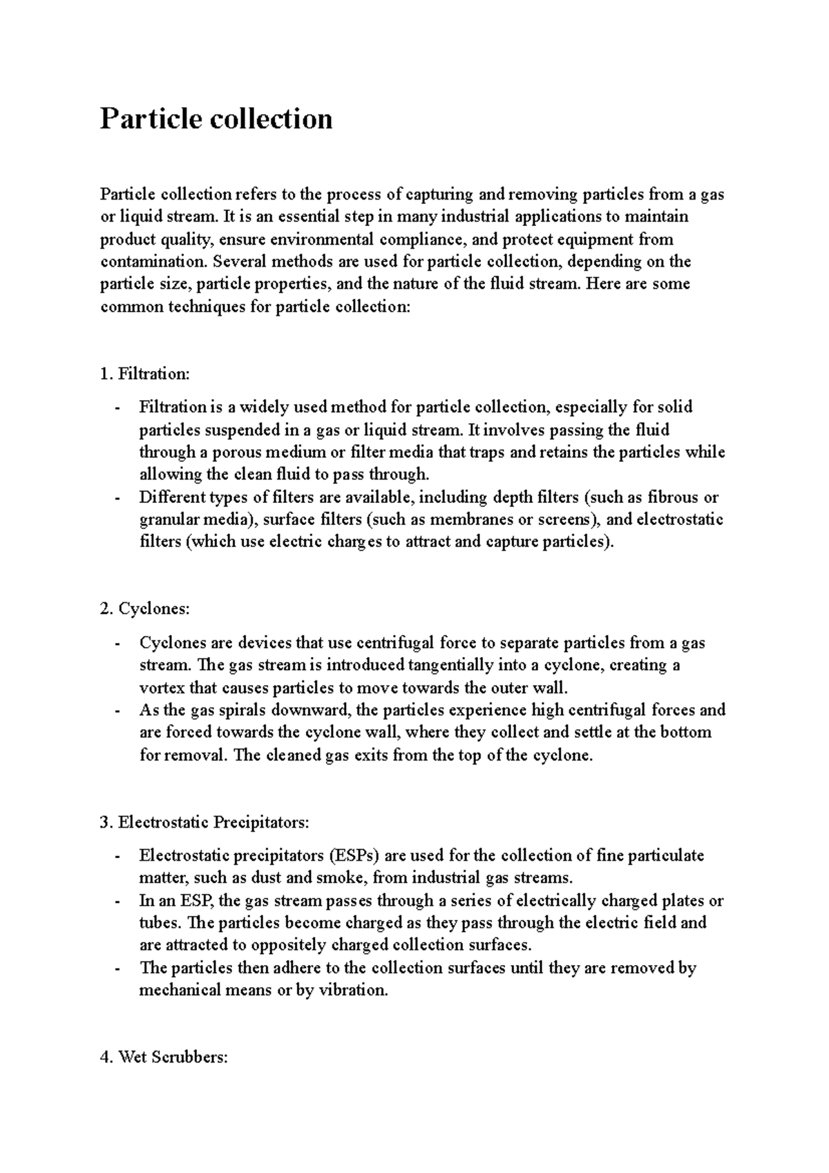 A fluid - Particle collection - Particle collection Particle collection ...