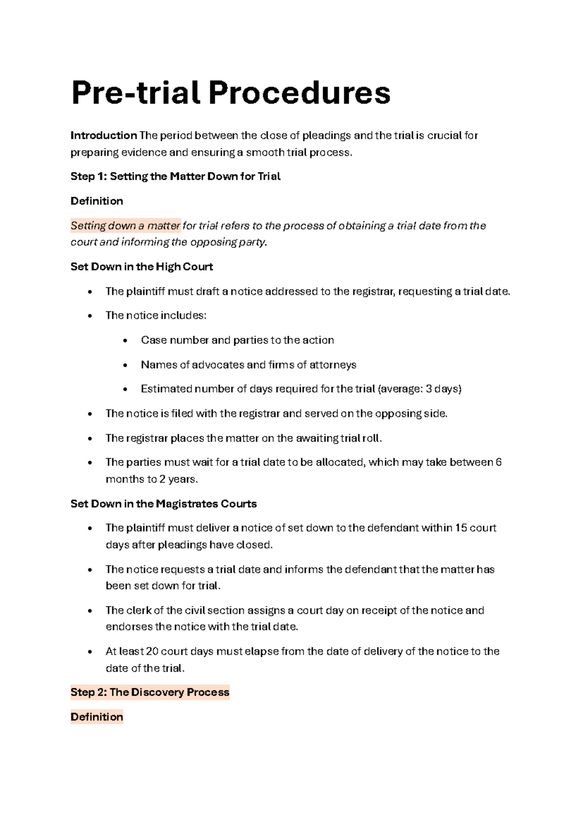 Civil pro ( test 3 notes) 3rd edition - Pre-trial Procedures ...