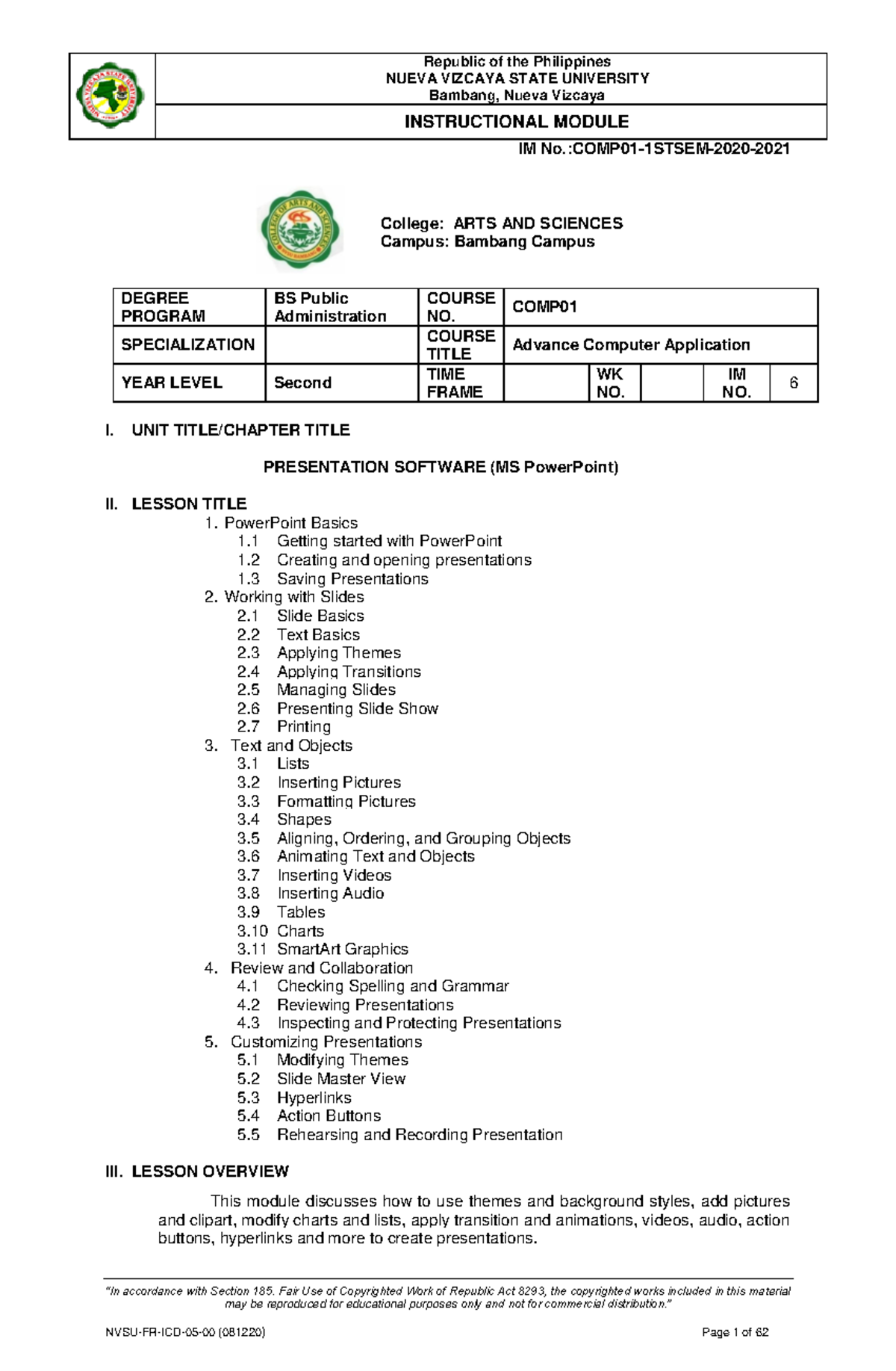 IM 6 - Power Point - Advance Computer Application Modules - NUEVA ...