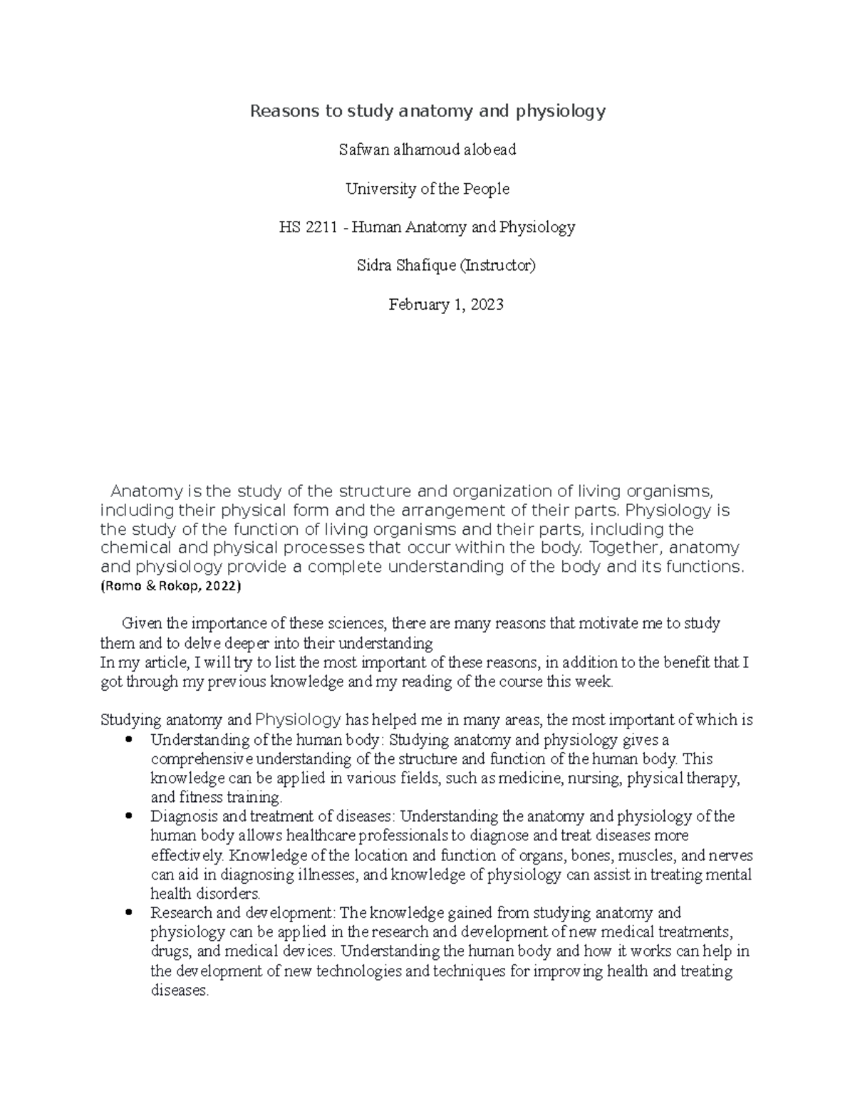 Lj1 - Physiology and Anatomy (HS 2211) - Edit - HS 2211 - UoPeople ...