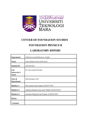Tutorial 8 PHY098 - CENTRE OF FOUNDATION STUDIES UiTM 23/ Conceptual & Multiple-Choice Questions ...