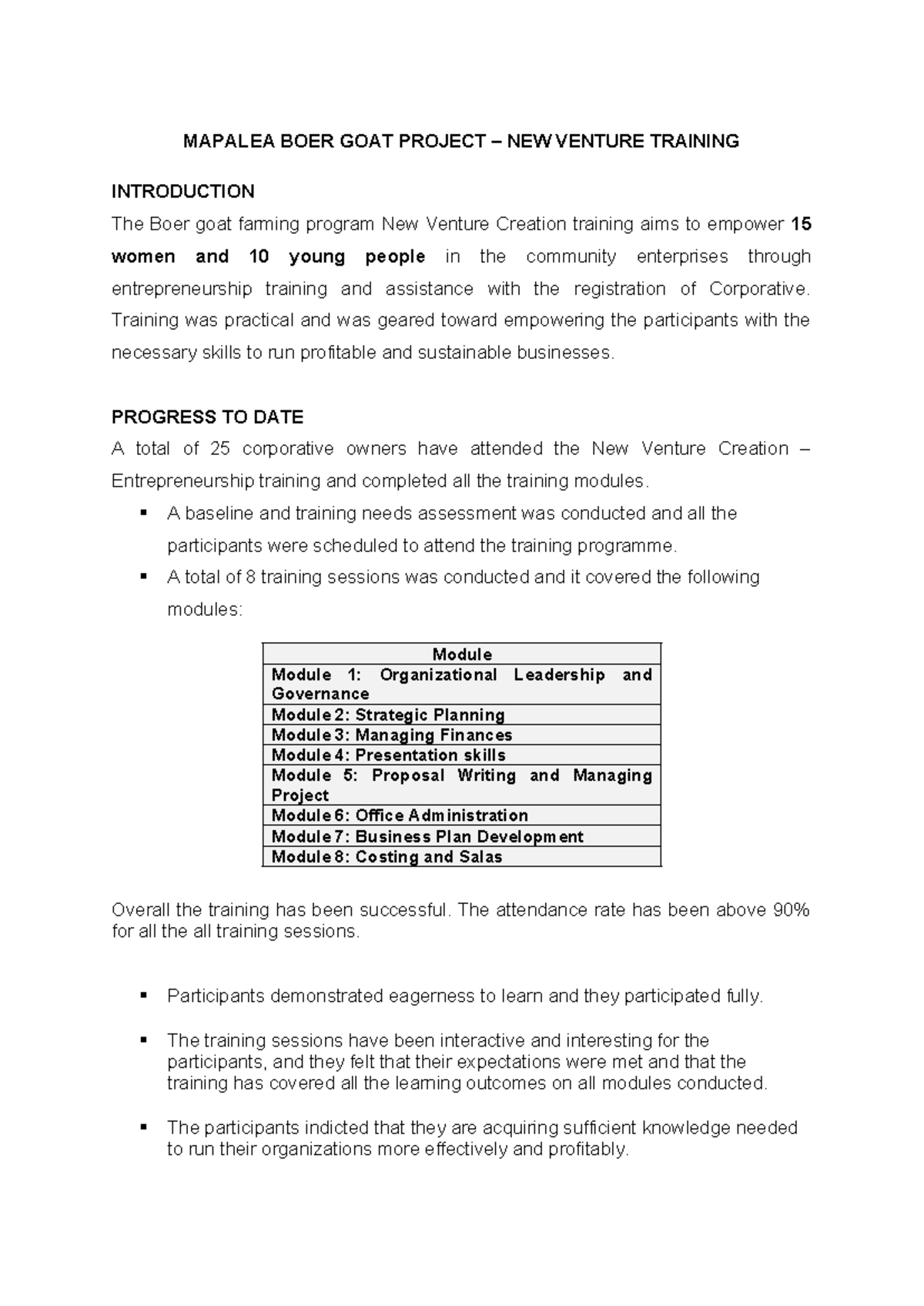 Ditholwana Boer Goat Project- Entreprenuership Training Report ...