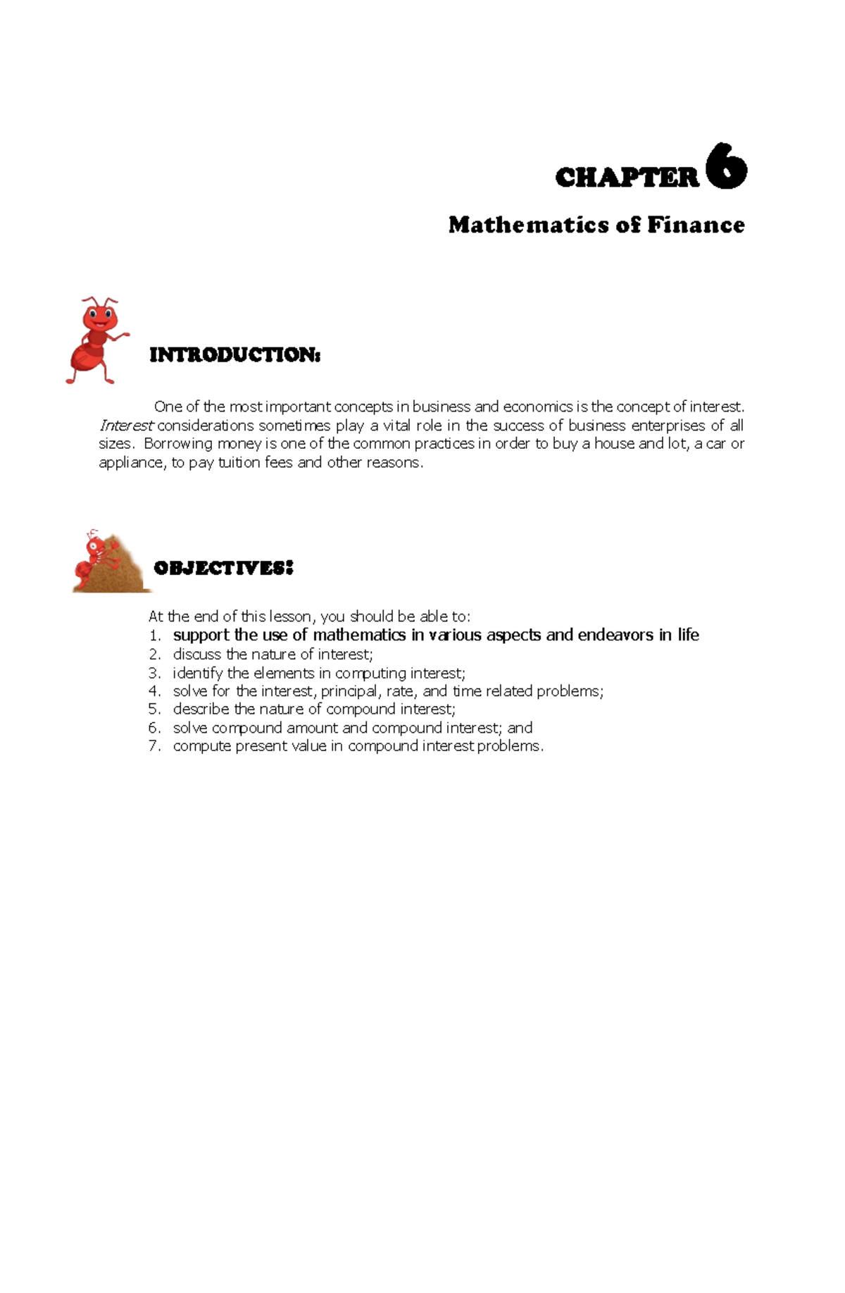 C6-L1 - Files - INTRODUCTION: OBJECTIVES: CHAPTER 6 Mathematics of ...