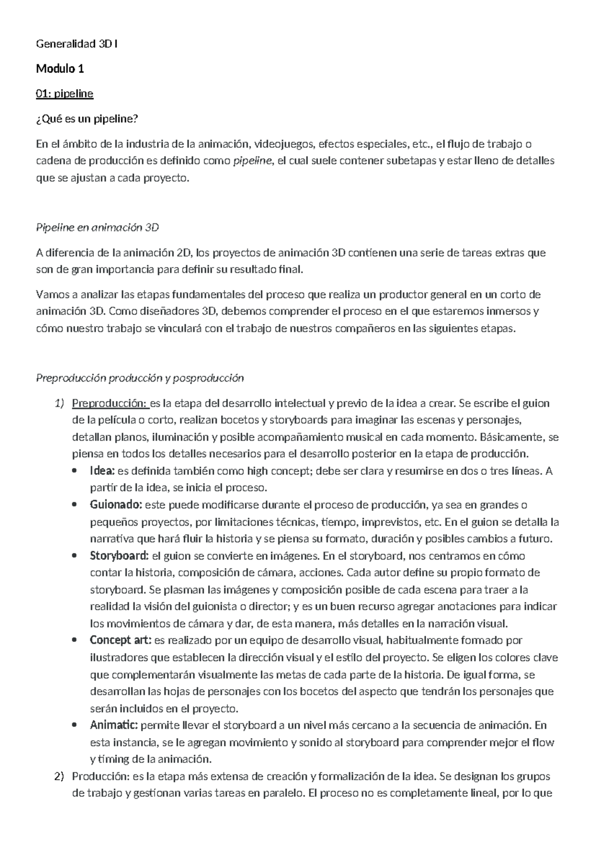 Generalidad 3d m1 y m2 - resumen modulo 1 y modulo 2 - Generalidad 3D I Modulo 1 01: pipeline ...