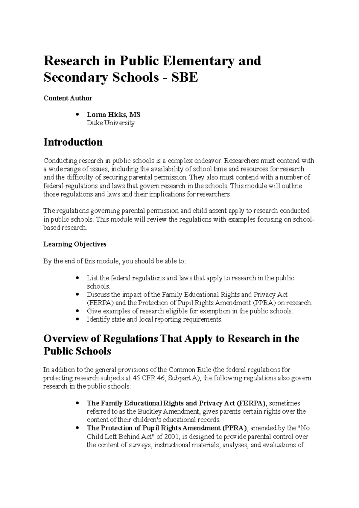 Research in Public Elementary and Secondary Schools - Researchers must ...