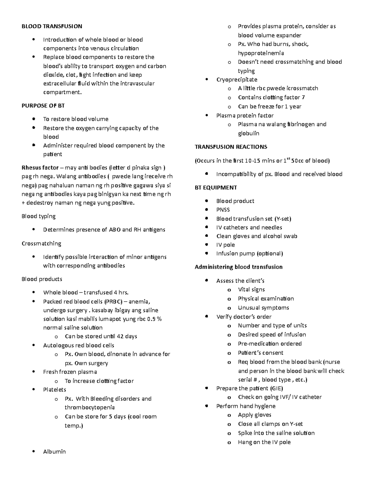 Blood Transfusion - aaa - BLOOD TRANSFUSION Introduction of whole blood ...