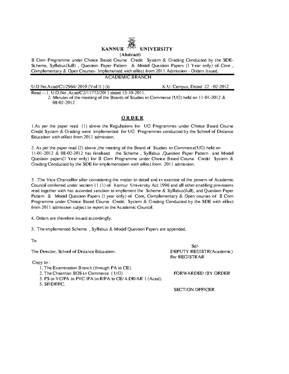 BCom SDE 30 8 18 - Maths - KANNUR UNIVERSITY (Abstract) B Com Programme ...