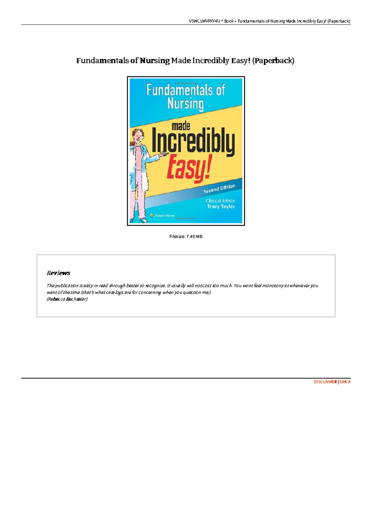 Fundamentals of Nursing Made Incredibly Easy Pap 1 - VSWC1WVPXY4U ...