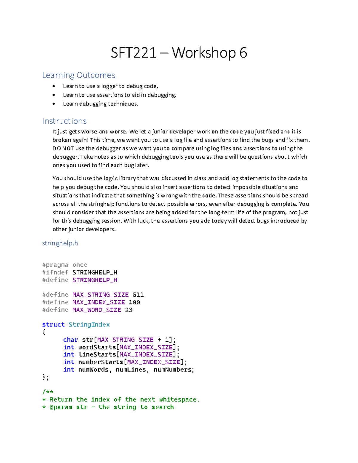 Ws06-student - This is important - SFT221 – Workshop 6 Learning ...