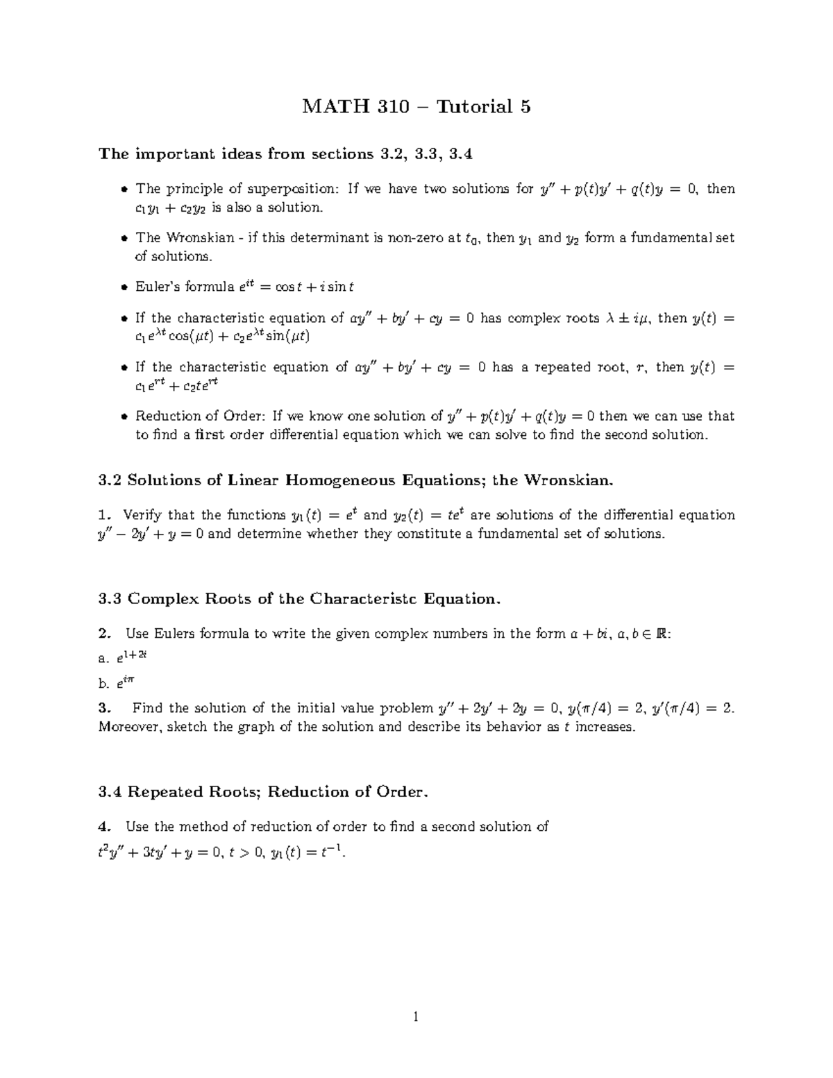 310t5 - Tutorial - MATH 310 – Tutorial 5 The important ideas from ...