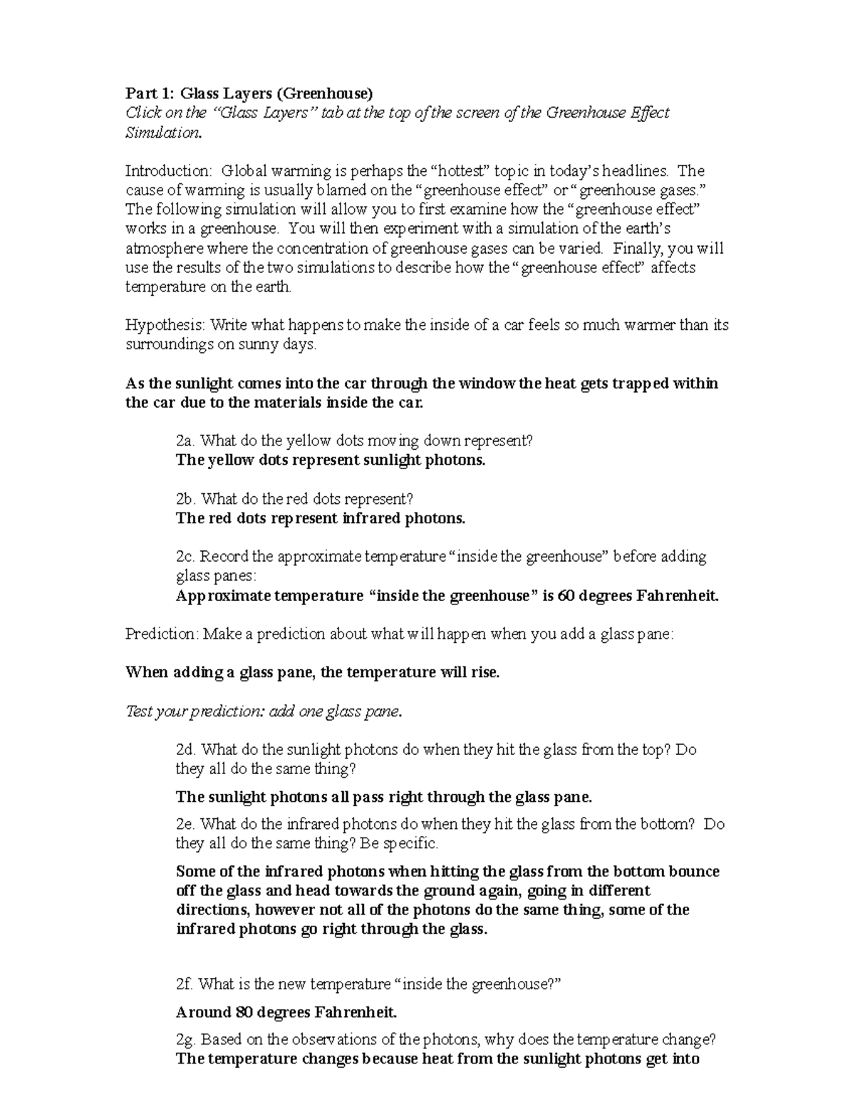 Lab 5 Activity - Part 1: Glass Layers (Greenhouse) Click on the “Glass ...