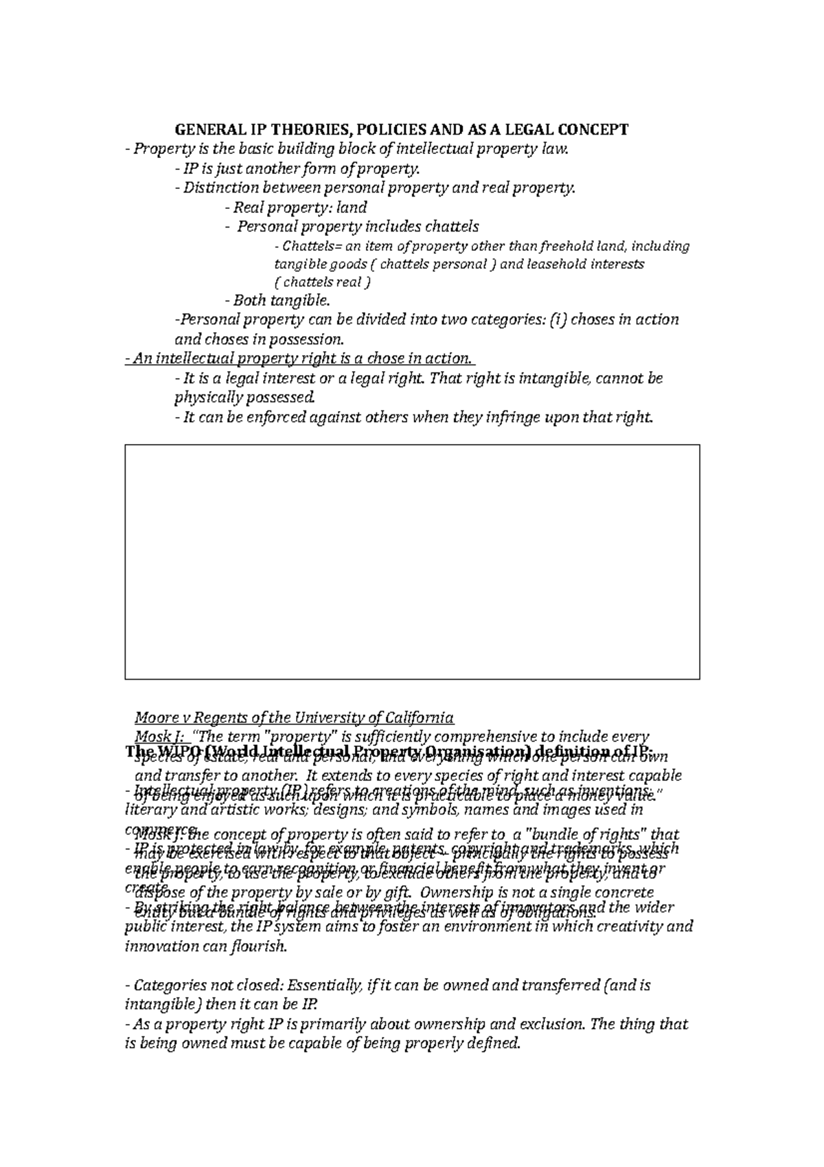 IP notes - Course summary - GENERAL IP THEORIES, POLICIES AND AS A ...