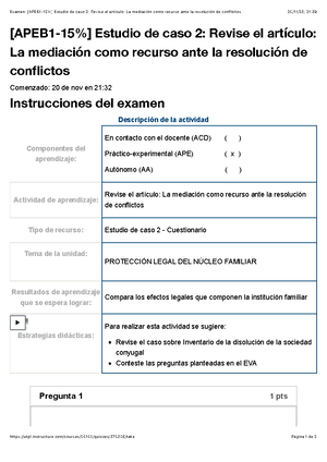 Examen [APEB 1-30 ] Caso de estudio Realice un análisis sobre la Unión de Hecho - Comenzado: 26 ...