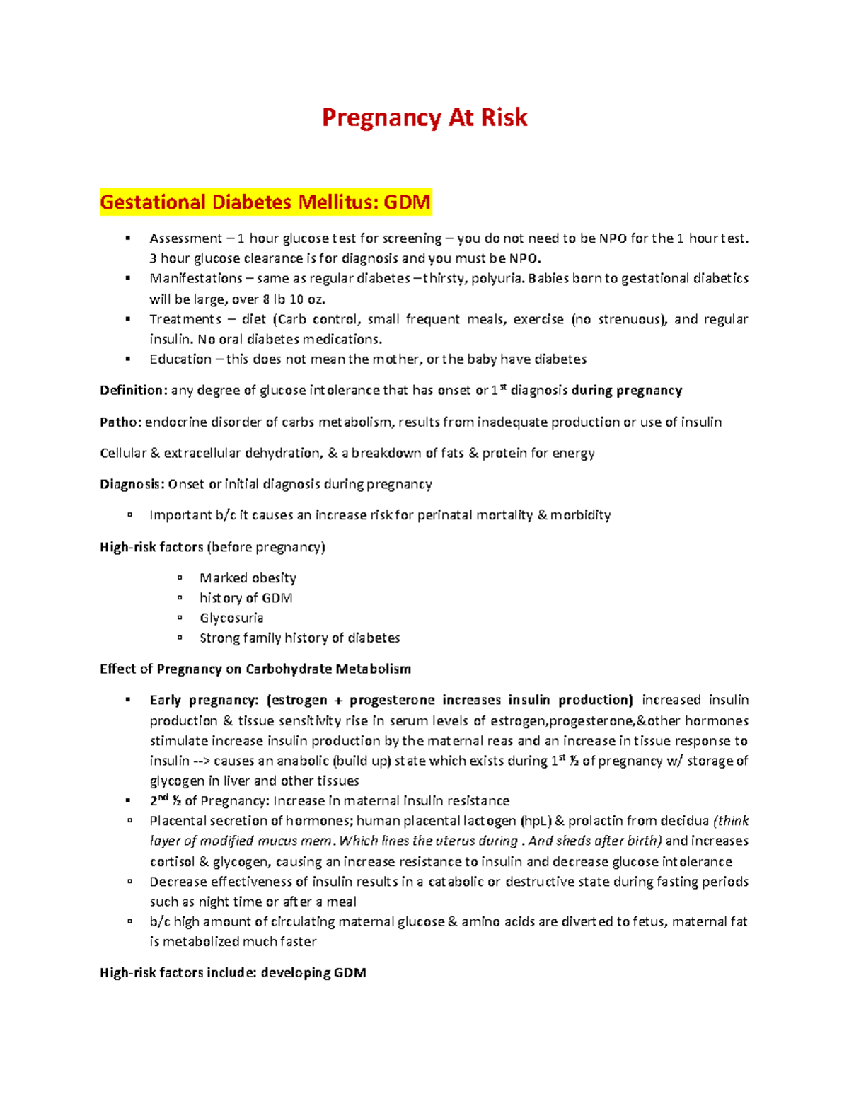 GDM: Gestational Diabetes Mellitus - Pregnancy At Risk Gestational ...