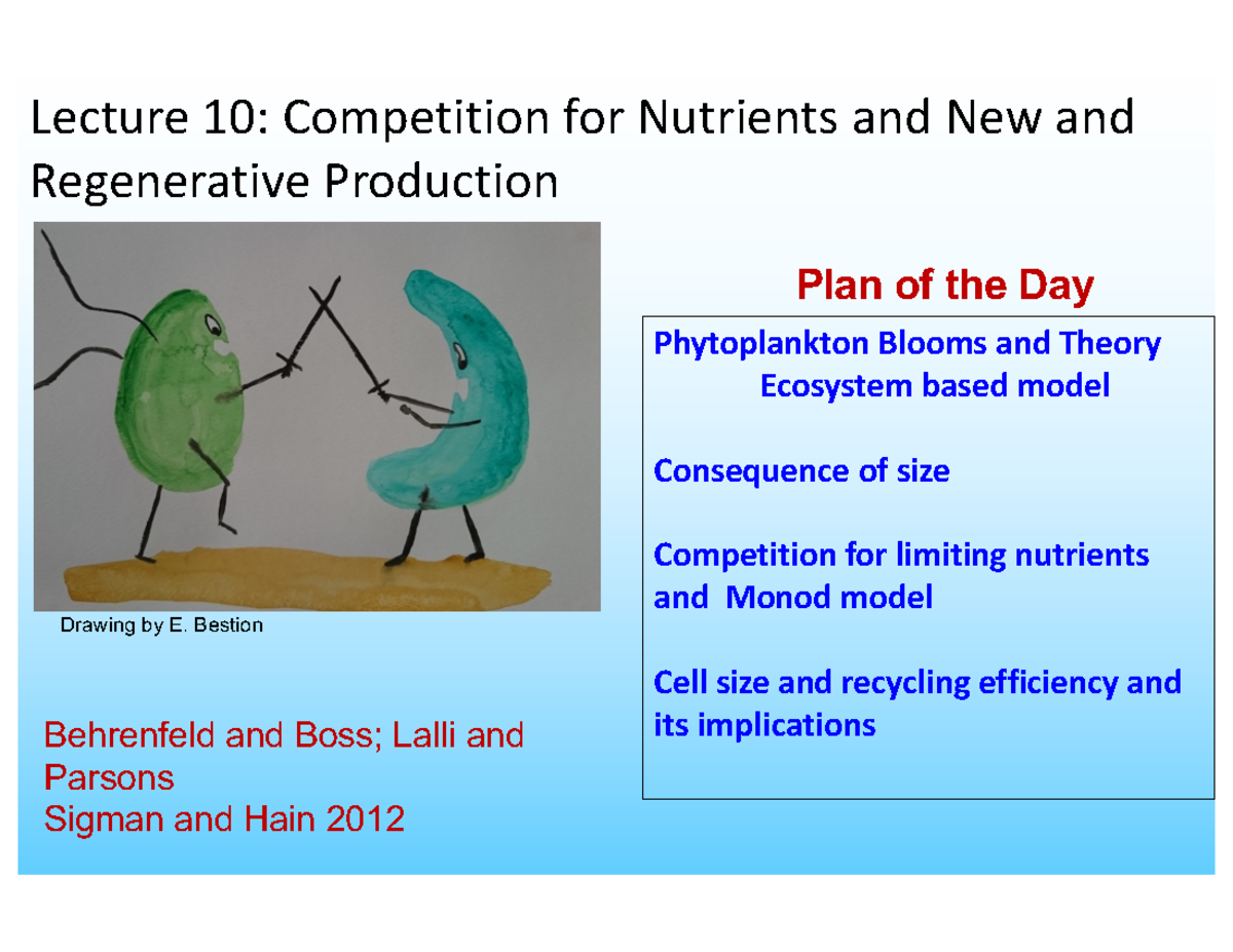 EEMB142B 10 - General notes - Lecture 10: Competition for Nutrients and ...