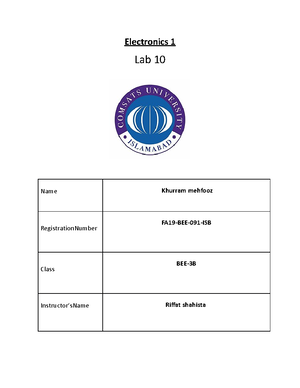 8 - This is a lab report - Name: M Nawaz Fa21-eee- 008 Electronics- 1 ...