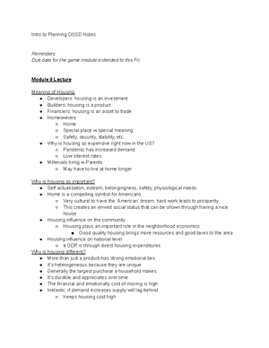 Intro to Planning Notes - Intro to Planning 12/ Reminders: Planning ...