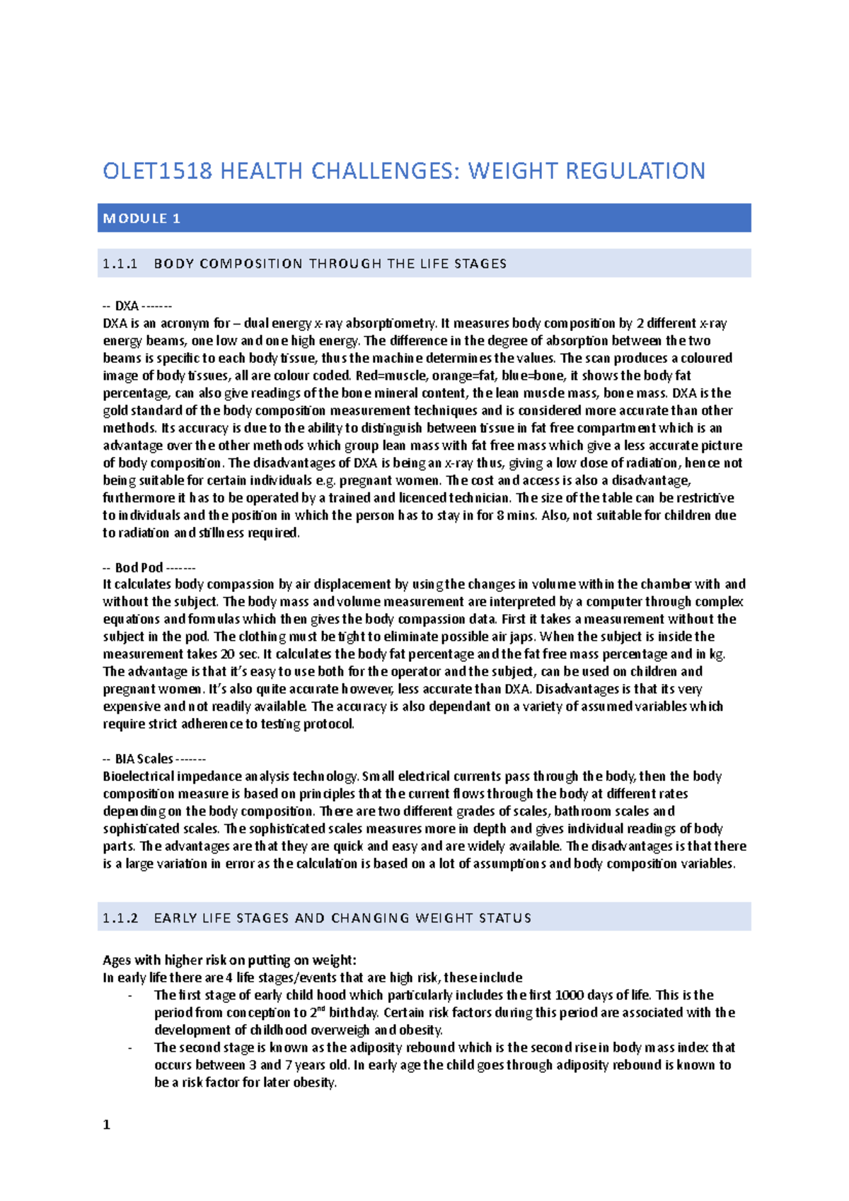 OLET1518 Weight Regulation - OLET1518 HEALTH CHALLENGES: WEIGHT ...