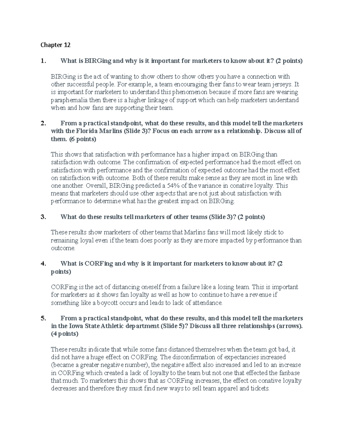 Chapter Assignment #6 - Chapter 12 What is BIRGing and why is it ...