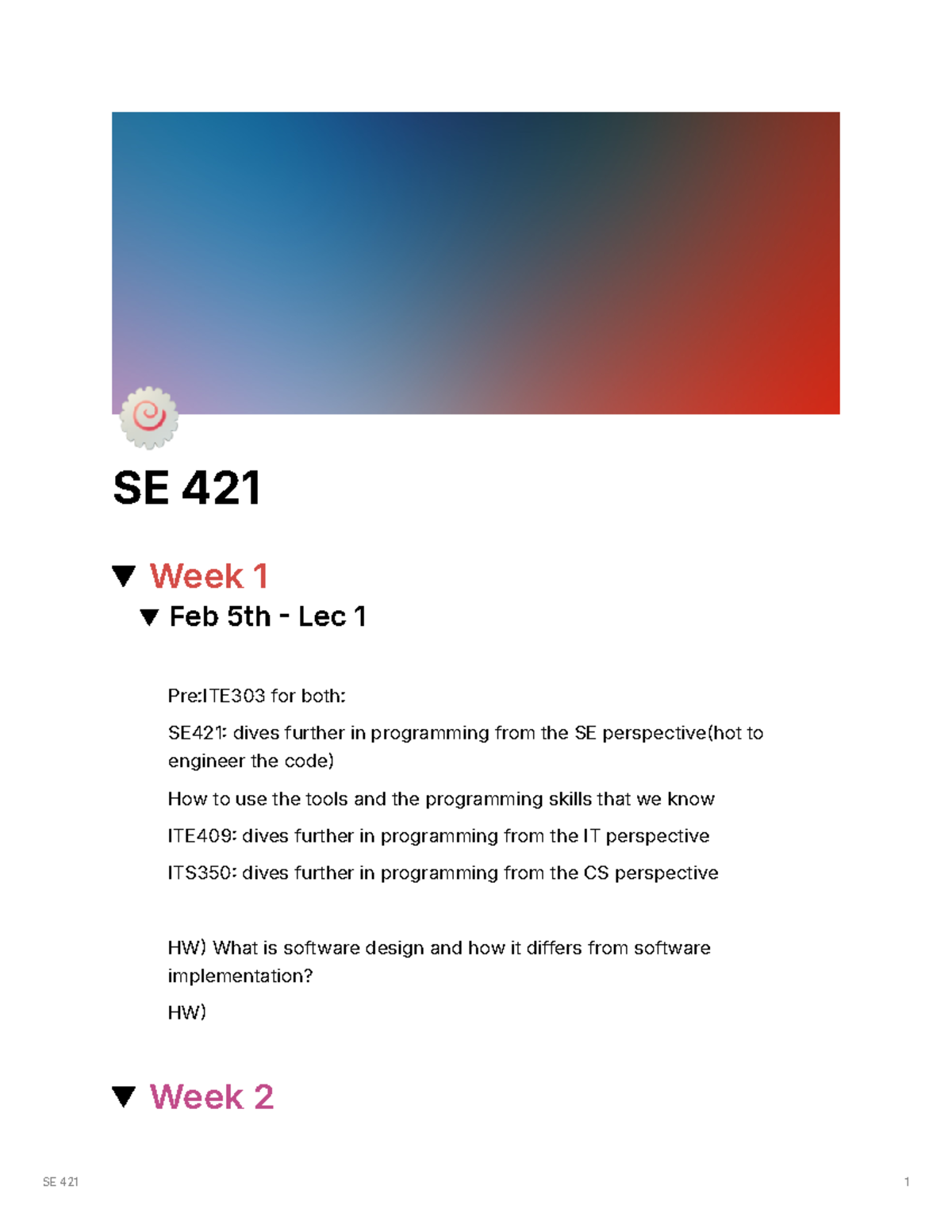 Notes of the course SE421 - 🍥 SE 421 Week 1 Feb 5th Lec 1 Pre:ITE303 ...