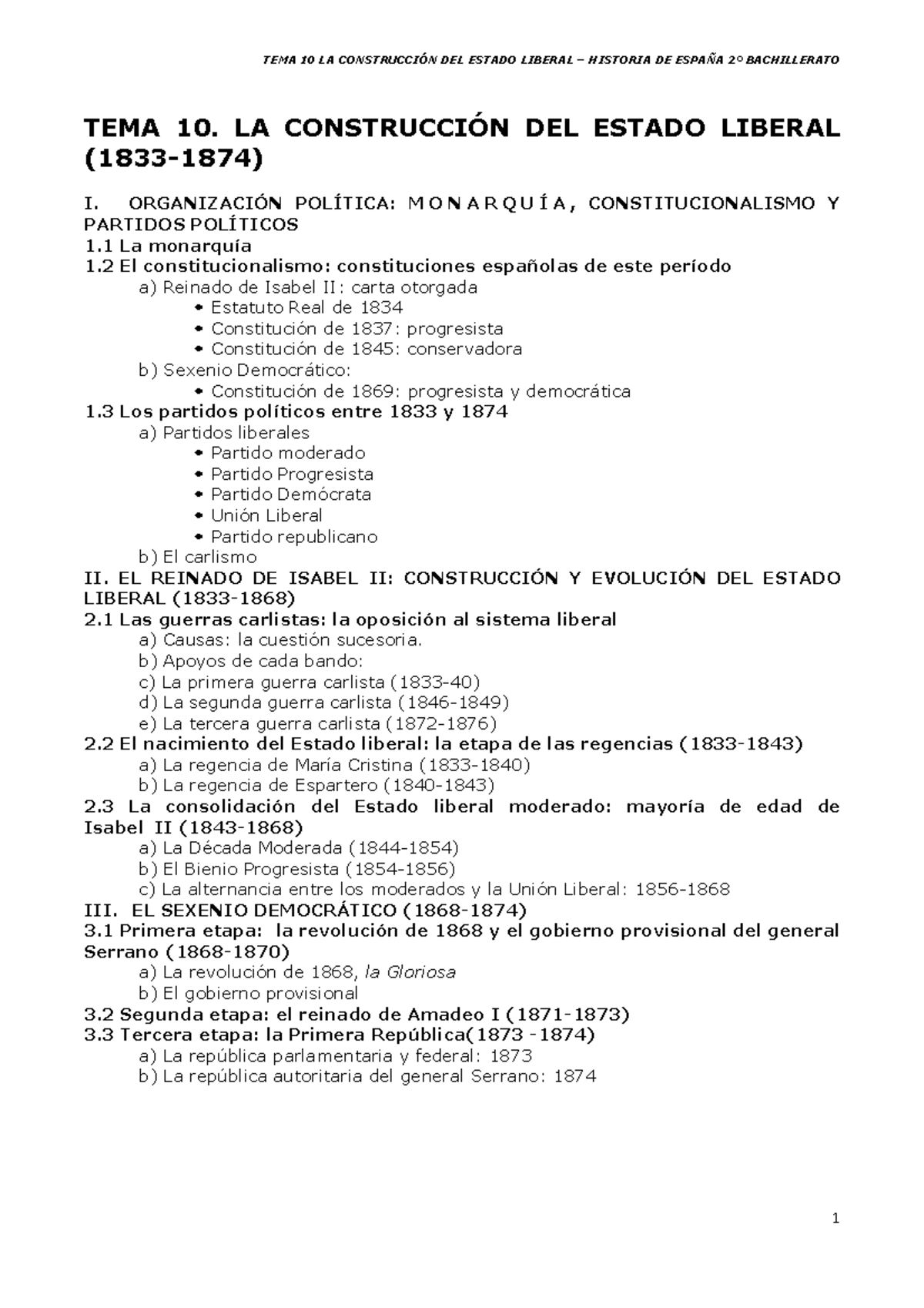 TEMA 10 La construcción del Estado Liberal (1833-1874) - TEMA 1 0. LA CONSTRUCCIÓN DEL ESTADO ...