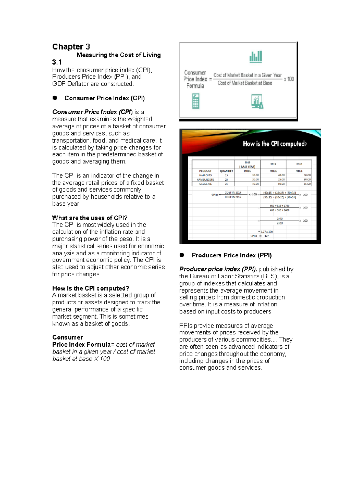 Chapter 3 Economic Development - Chapter 3 Measuring the Cost of Living 3. How the consumer ...