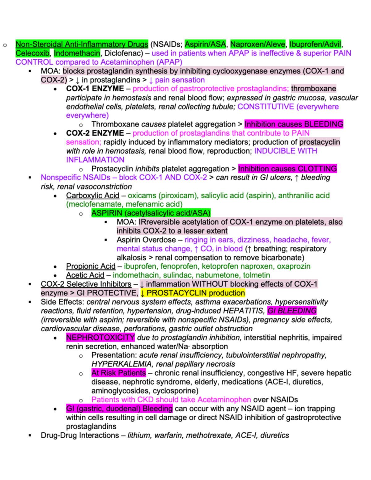 NSAIDs overview - RMD - 560 - Studocu