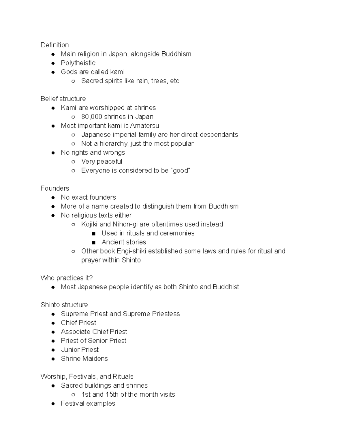 Shinto Notes - Definition Main religion in Japan, alongside Buddhism ...