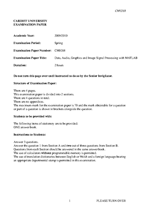 Lab Sheet 1: MATLAB Basics/Matrices/Arrays - MATLAB, DSP, Graphics Module No: CM Laboratory ...