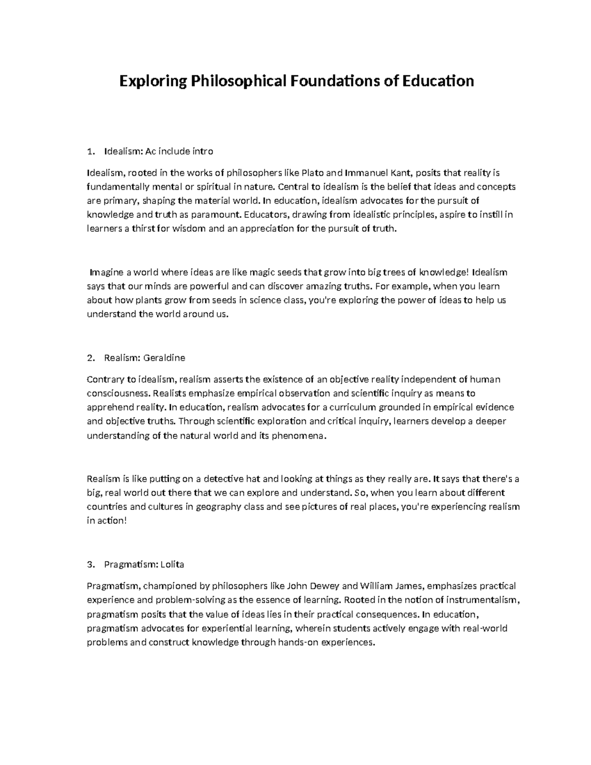 Exploring Philosophical Foundations of Education - Exploring ...