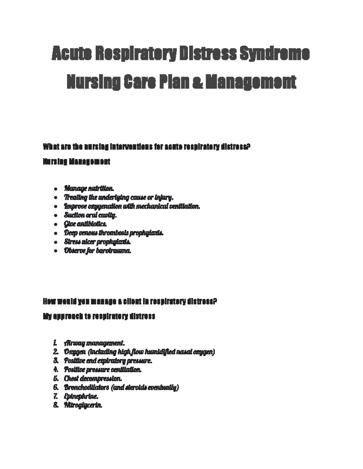 Acute Respiratory Distress Syndrome - Acute Respiratory Distress ...