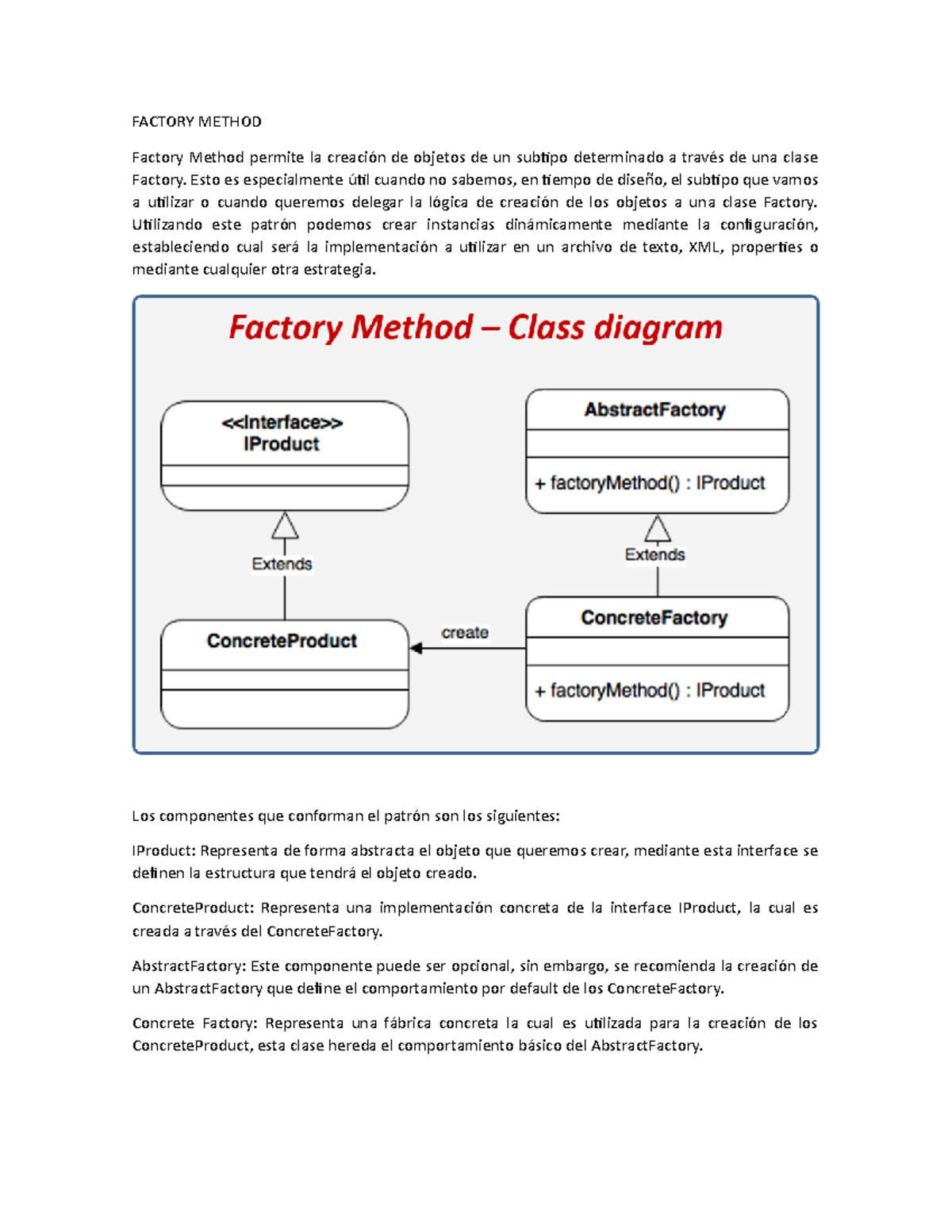 Patron de diseño - desarrollo - FACTORY METHOD Factory Method permite ...