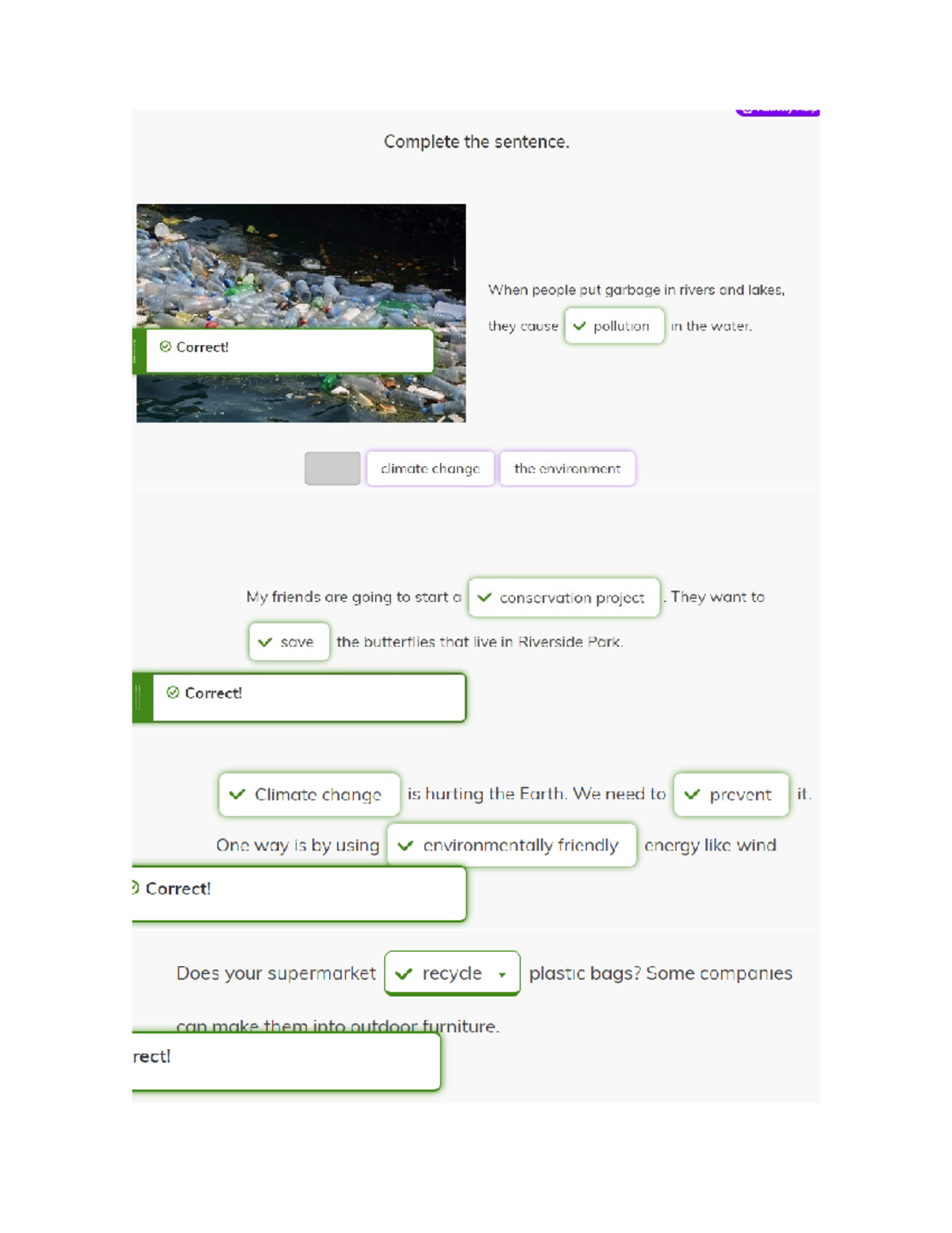 Cambridge B1 UPS - Complete the sentence. When people put garbage in ...