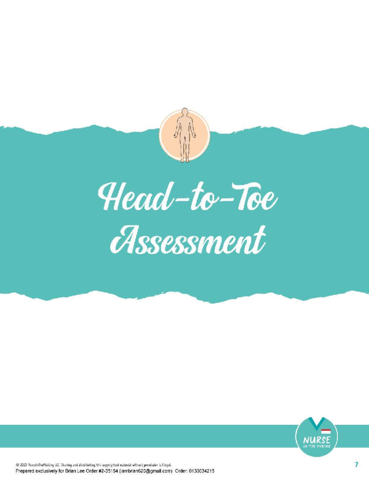 Head to toe - Head To Toe Assessment notes - Assessment NURSE IN THE ...