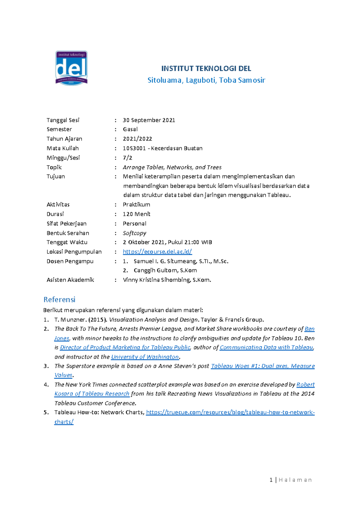 P01-Arrange Tables, Networks, and Trees - INSTITUT TEKNOLOGI DEL ...