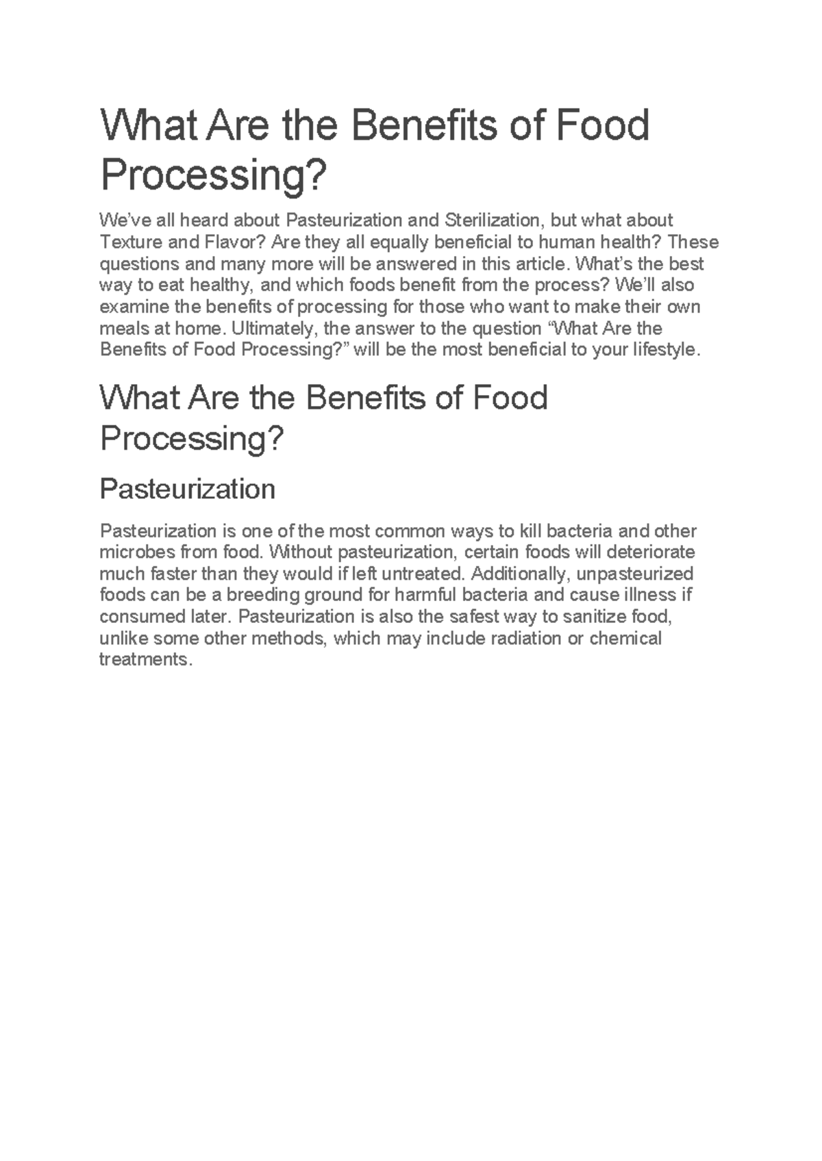 Benifits of food processing - What Are the Benefits of Food Processing ...
