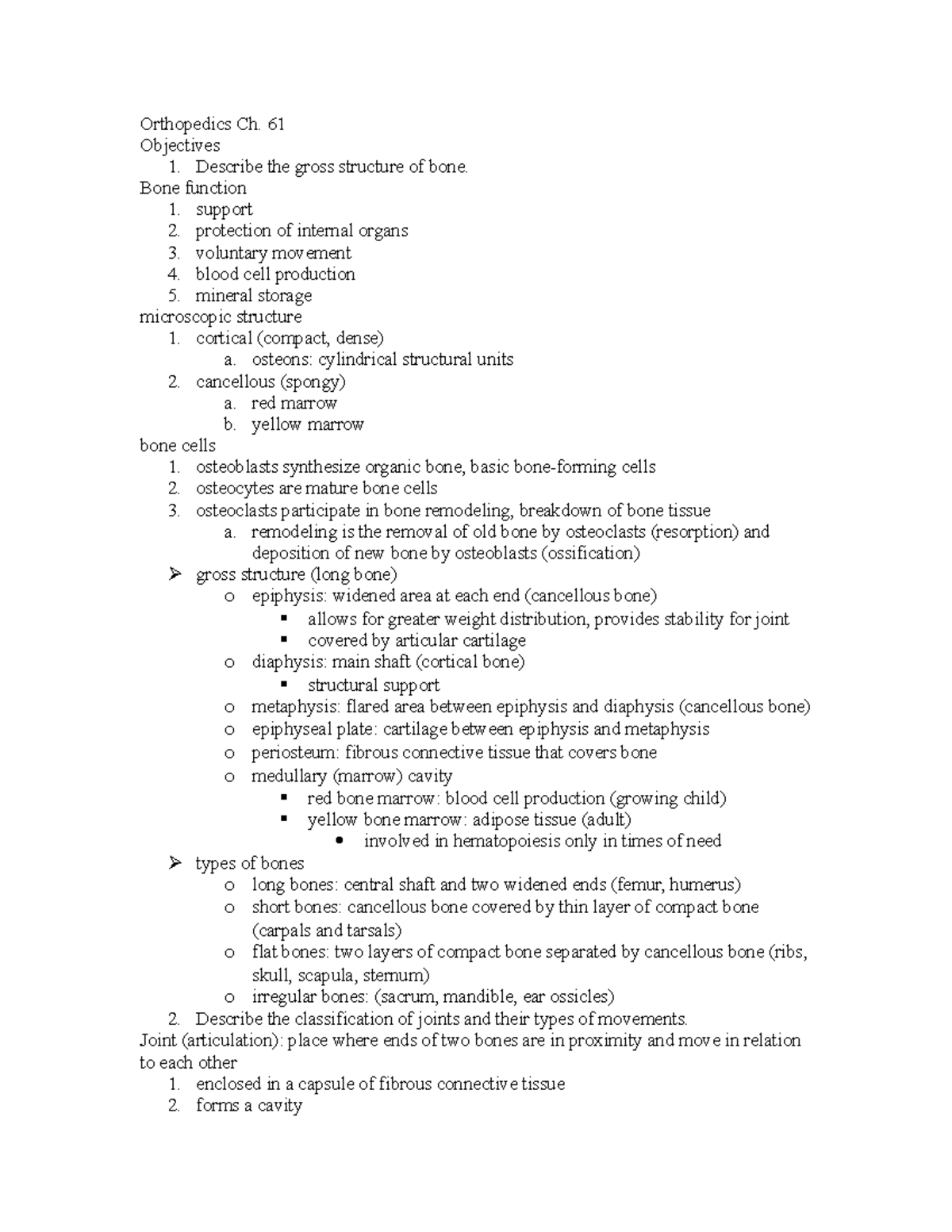Orthopedics - Lecture notes Ch 61, 62, 63, 64 - Orthopedics Ch. 61 ...