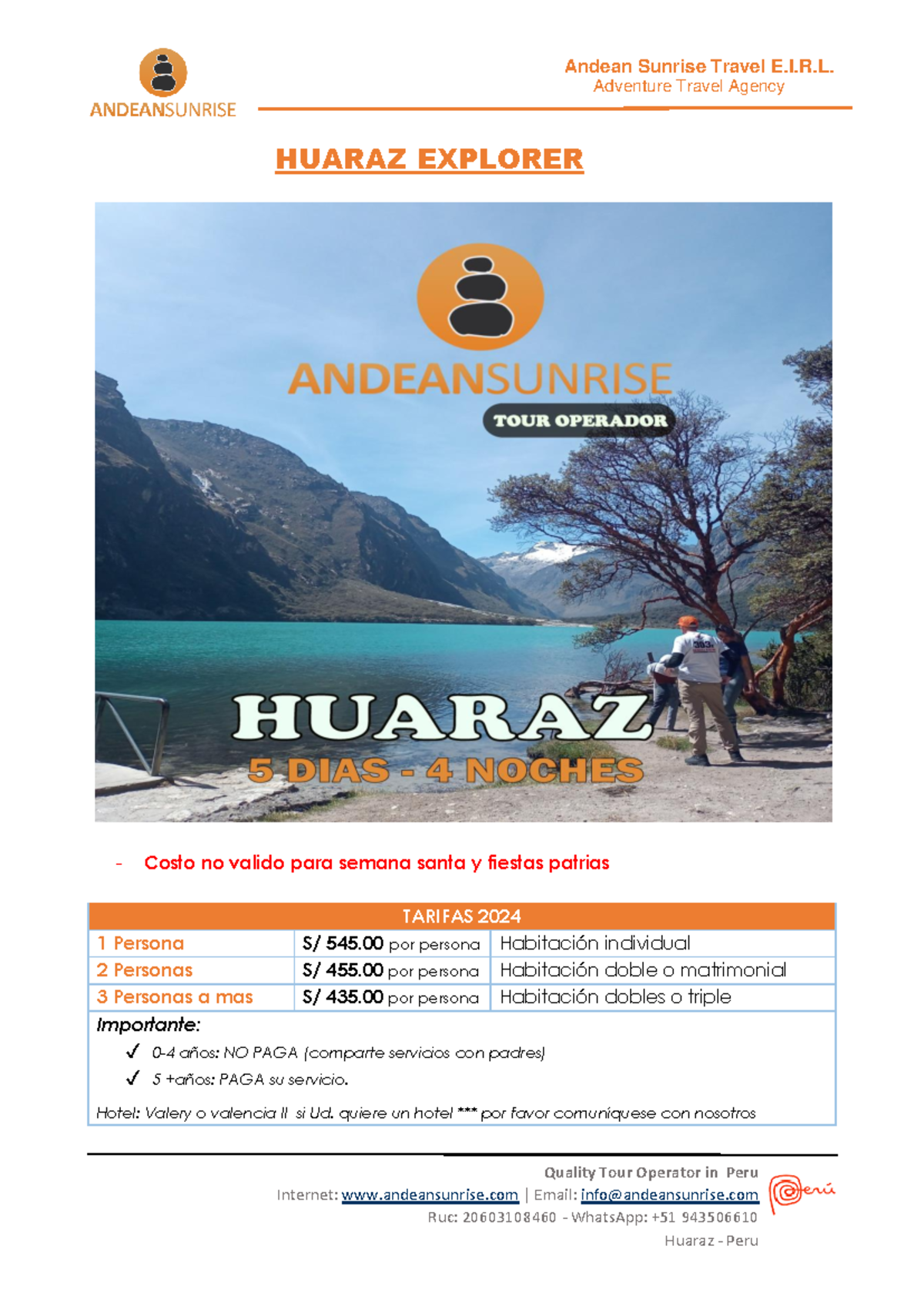 Huaraz-5D - 4 N - Turismo - Adventure Travel Agency Quality Tour ...