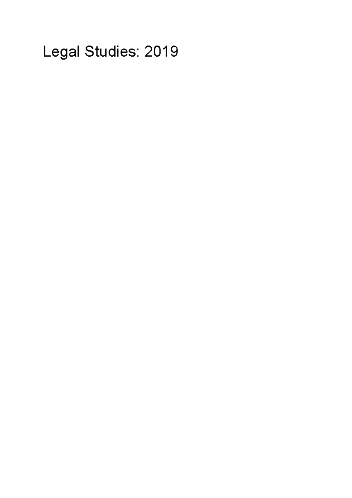 Legal Studies Study Notes - Legal Studies: Studies 2019 Basic legal ...