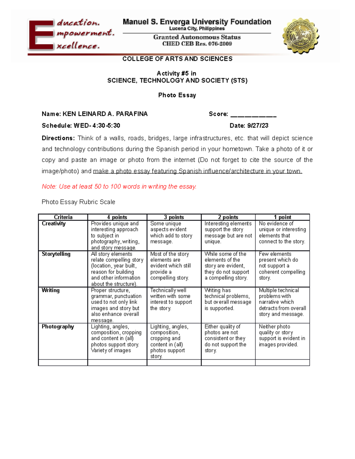 ATS Activity-5 Photoessay - COLLEGE OF ARTS AND SCIENCES Activity #5 in ...