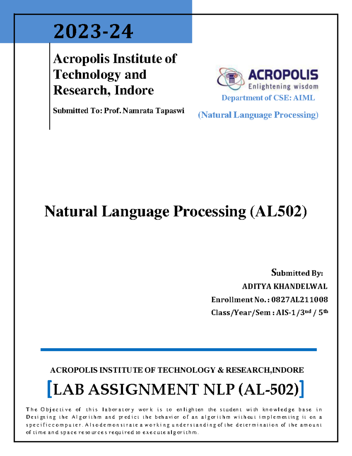 Aditya NLP file - natural language processing - Department of CSE: AIML ...