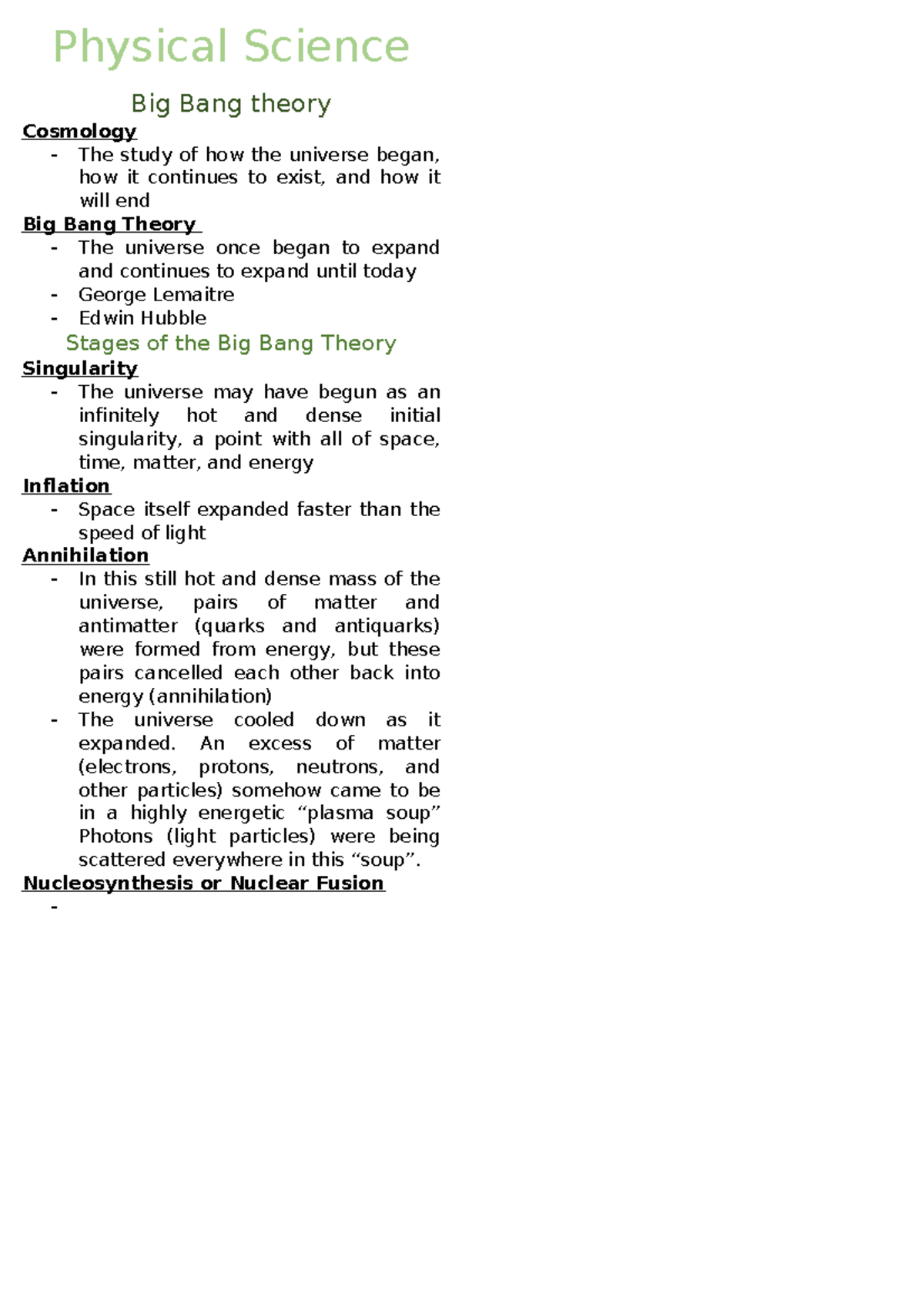 Physical Science Reviewer 3rd Quarter - Physical Science Big Bang ...