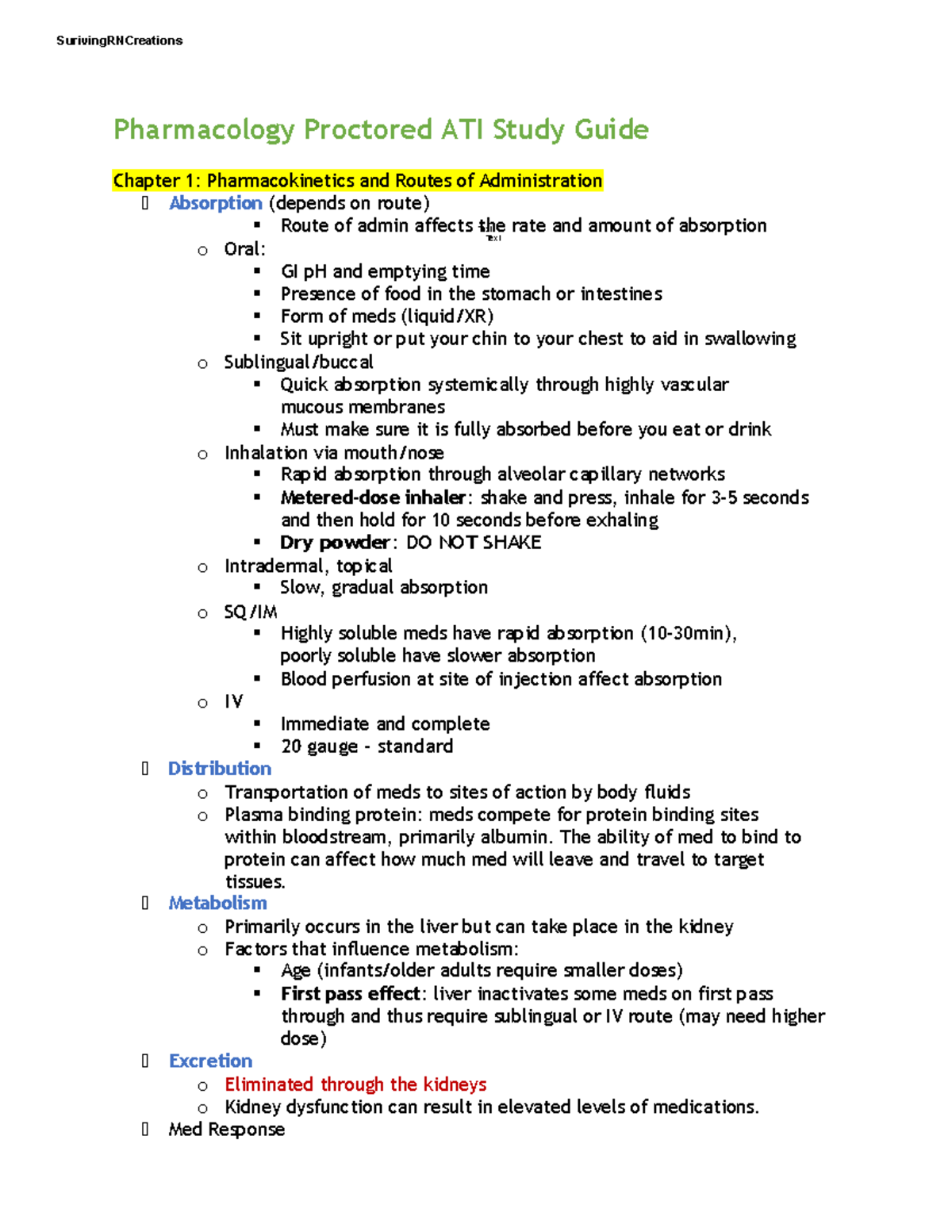 ATIPharmacology Study Guide - Pharmacology Proctored ATI Study Guide ...