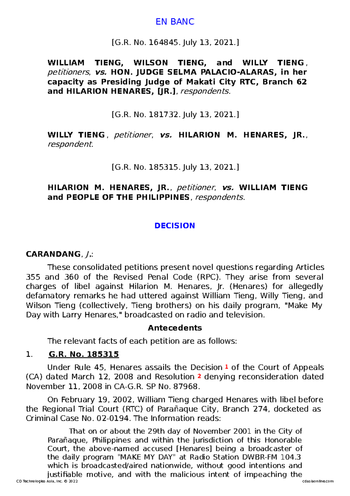 325043-2021-Tieng v - CASE - EN BANC [G. No. 164845. July 13, 2021 ...