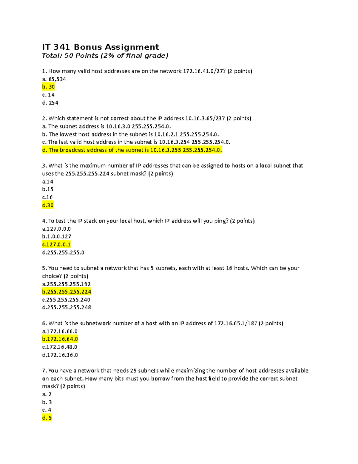 Bonus Assignment - IT 341 Bonus Assignment Total: 50 Points (2% of ...
